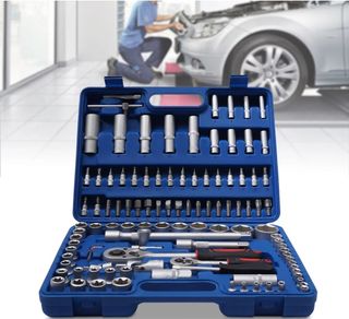 JUEGO MALETA LLAVES DE VASO 108 PIEZAS VANADIO CON