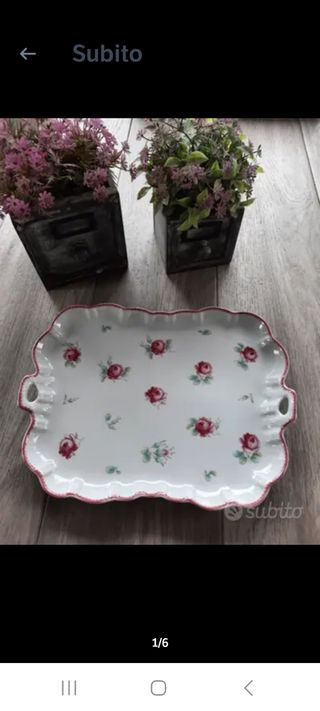Vassoio porcellana fine con fiori