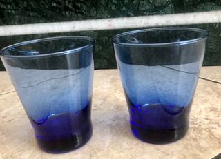 Coppia bicchieri vetro blu