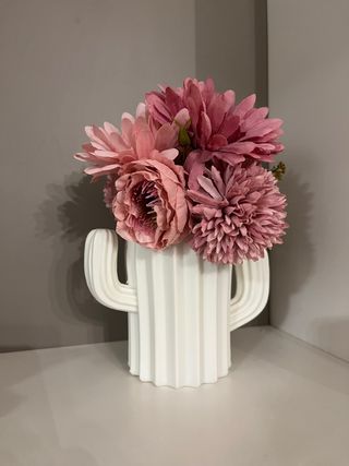 Vaso\portapenne cactus in plastica bianco