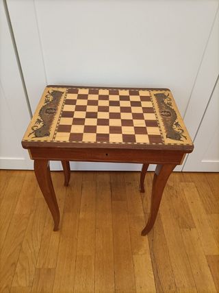 Tavolino scacchiera con caril vintage