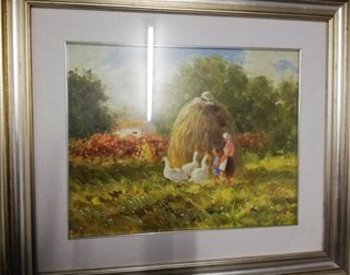 Quadro di Maria Creglia 1971 " VITA DI CAMPAGNA"