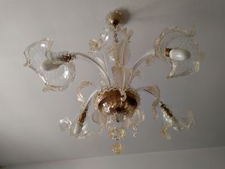 Lampadario fiorato vetro di Murano con ricambi