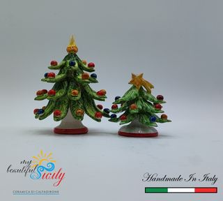 Ceramica di Caltagirone " Set Alberi di Natale"