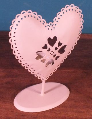 Portacandele a forma di cuore in metallo Shabby