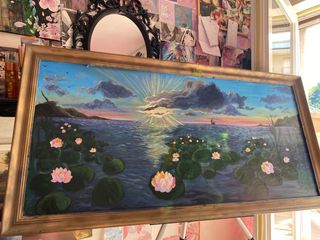 quadro ninfee lago tramonto