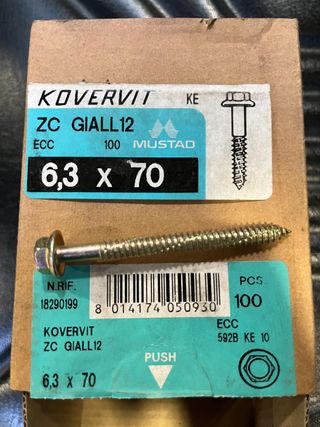 Viti tirafondi mustad kovervit 6,3x70 100pz