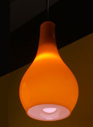 Lampadario vintage '60 a goccia drop vetro arancio