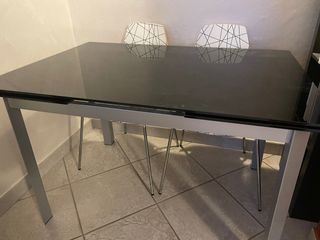 tavolo allungabile nero temperato