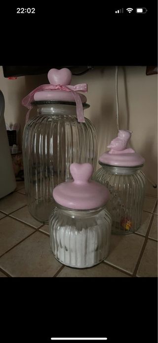 barattoli cucina shabby tappo rosa