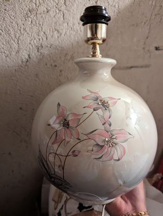 Lampada da tavolo rotonda, floreale, art