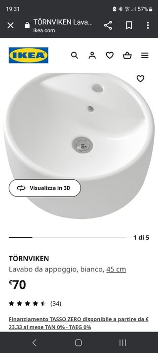 Lavabo lavandino ikea nuovo