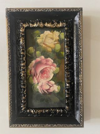 quadro dipinto a olio su tela vintage con cornice