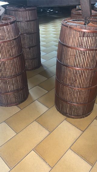 lampadario legno massello etnico