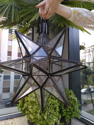 Lampada ottone e vetro a stella vintage