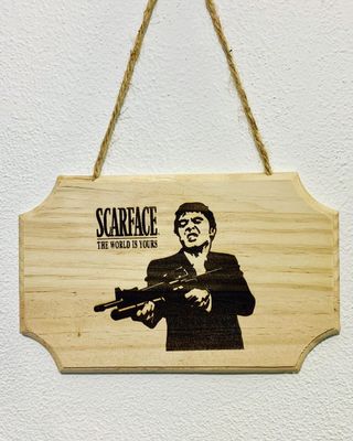 Scarface Targhetta in legno marchiato a fuoco