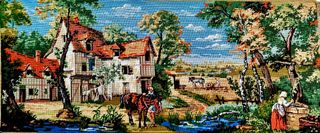 Grande pittura ricamata a mano