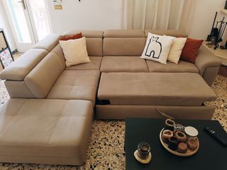 Divano angolare in tessuto nabuk 280x260