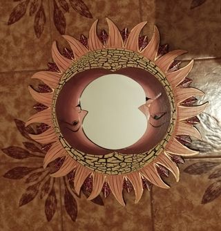 Specchio etnico in legno - sole e luna