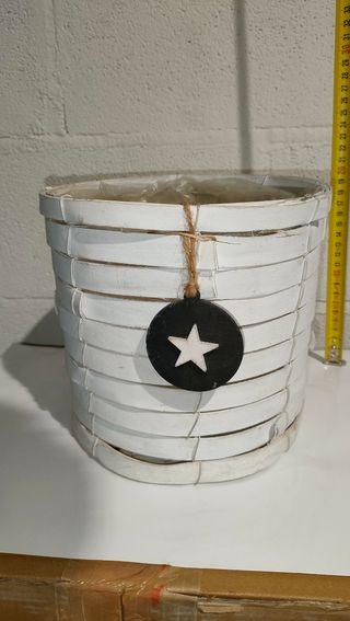 Porta vaso in legno bianco shabby