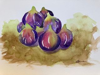 Acquerello originale dipinto a mano fichi