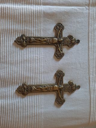 Coppia crocifisso ottone parete