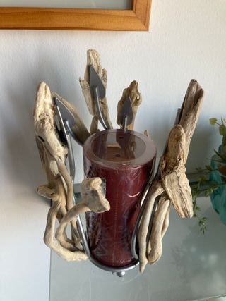 Porta candela in legno e alluminio