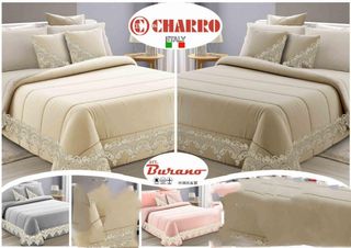 CHARRO 
TRAPUNTA MATRIMONIALE PIZZO CON DUE CUSCIN