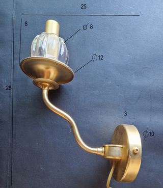 Coppia di eleganti  applique ottone vetro