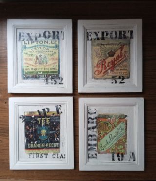 set 4 quadretti su legno