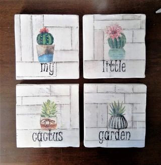 set 4 mini quadretti su legno