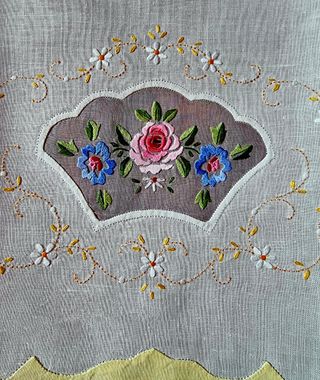 2 Grandi Teli Puro Lino Ricamo a Mano