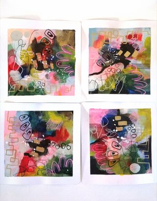 Pequeño conjunto de arte de pared abstracto.