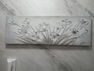 Quadro fatto a mano con fiori rialzati