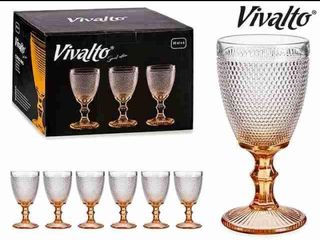 servizio bicchieri calici vetro pezzi 6 colorati