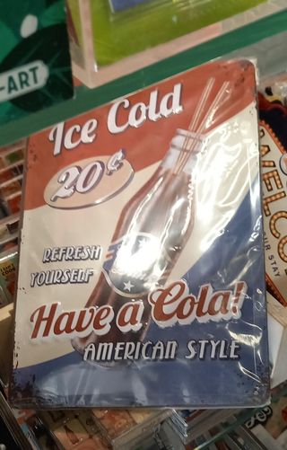 Targa metallo con stampa retro Ice Cold