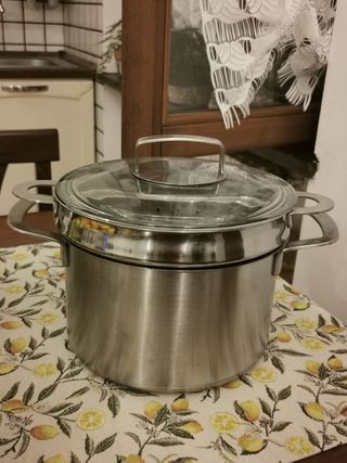 Pentola pasta con scolapasta e coperchio vetro