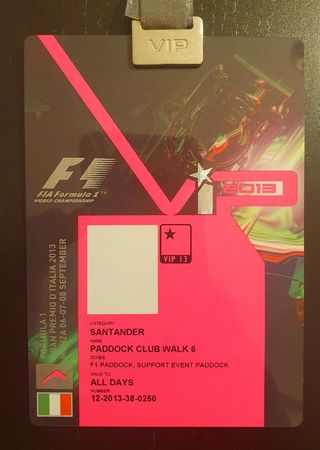 Pase VIP Paddock Club F1 Italia 2013 de segunda mano por 50 EUR en ...