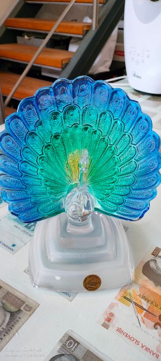 statuetta pavone Cristal d'arques