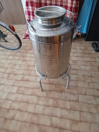 bidone olio 50lt acciaio inox e piedistallo
