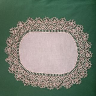 Centrino a punta d'ago in lino 40x33 vintage