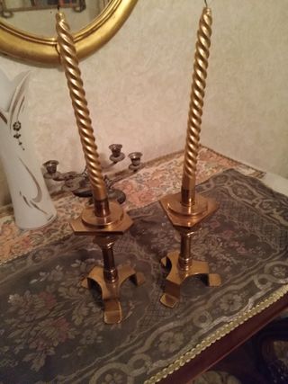 coppia candelabri in bronzo