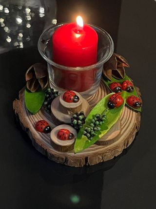 Porta candele autunno coccinelle