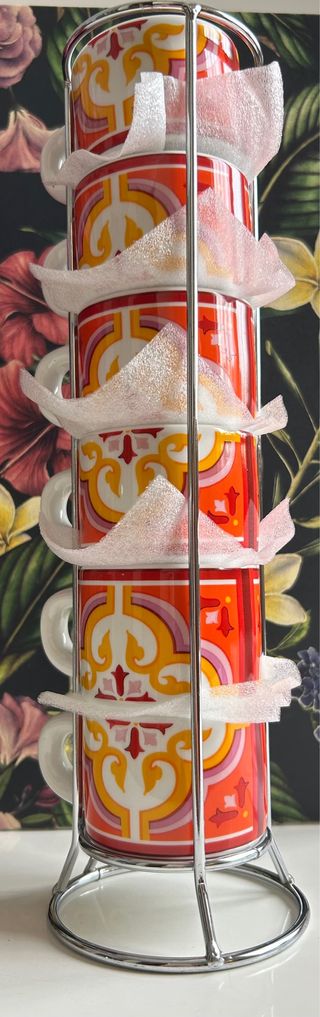 N 6 tazzine da caffe’ bialetti impilabili arancio