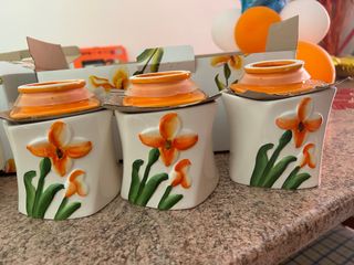 set teiera e tris barattoli