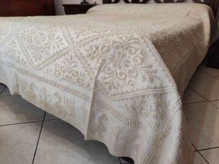 Copriletto matrimoniale in lino tessile sardo