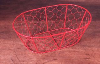 Cestino in rete metallica Shabby Country rosso