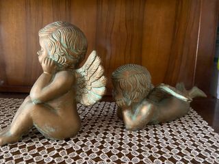 Statuette Angeli in ceramica dipinte