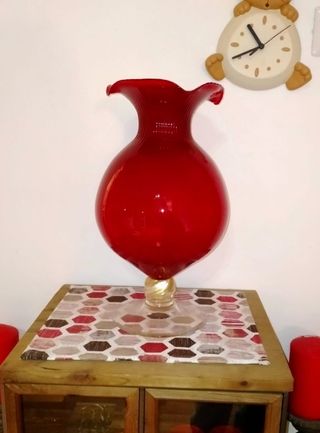 Grande vaso vetro Murano 40 cm rosso oro