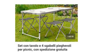 🌟 Tavolo Pieghevole Con 4 Sgabelli